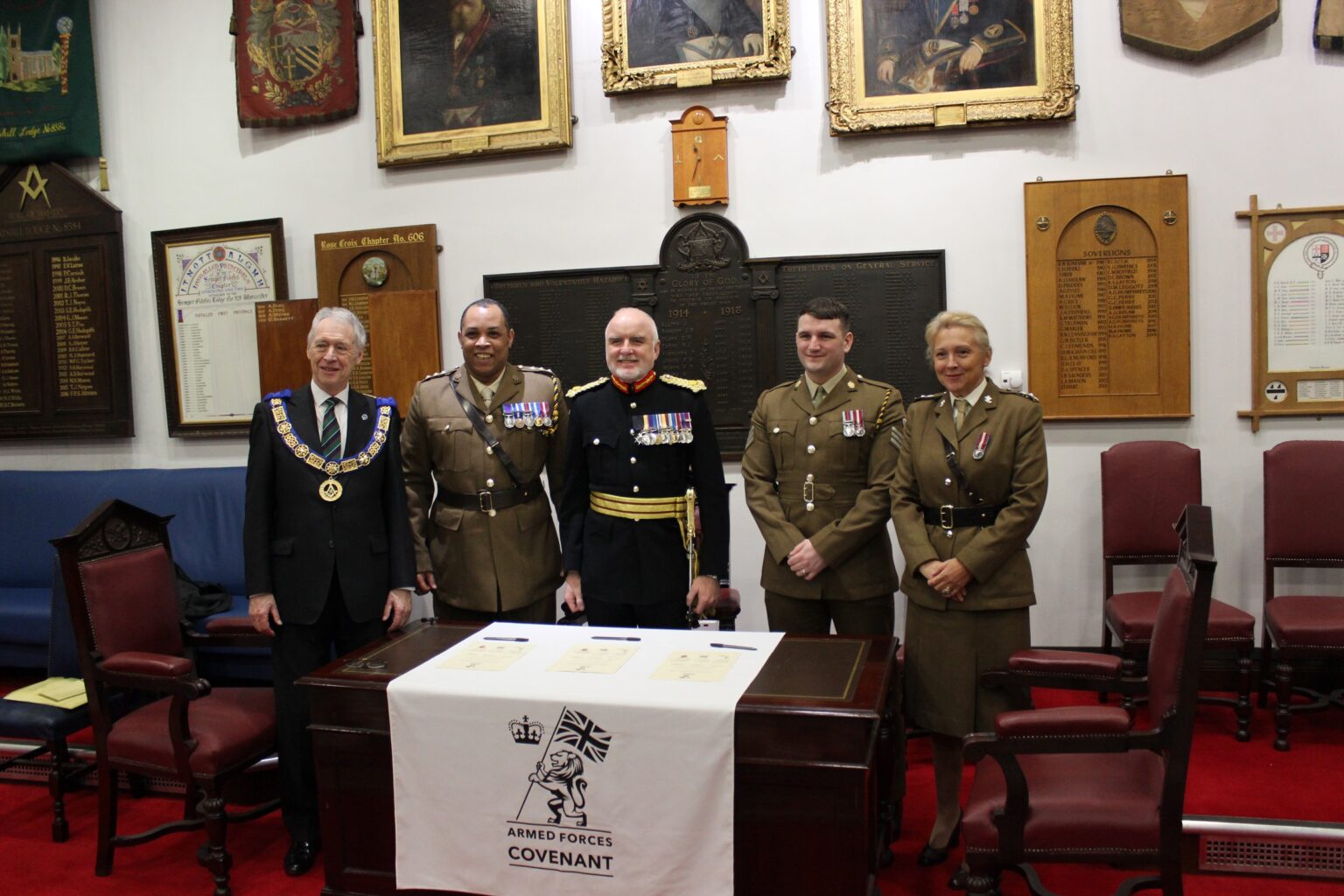 Worcestershire Freemasons sign the Armed Forces Covenant - WM RFCA